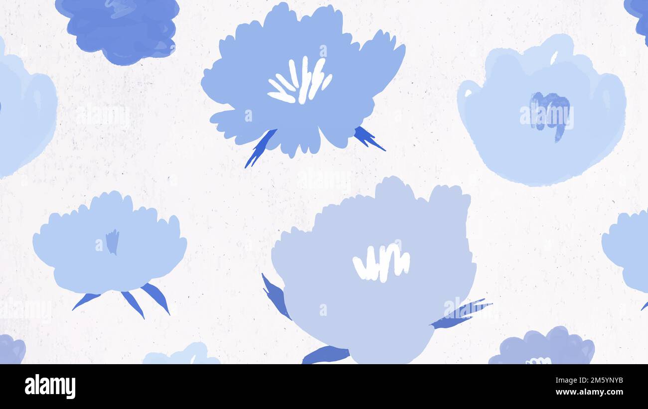 Blue floral pattern background vector hand drawn Stock Vector Image ...