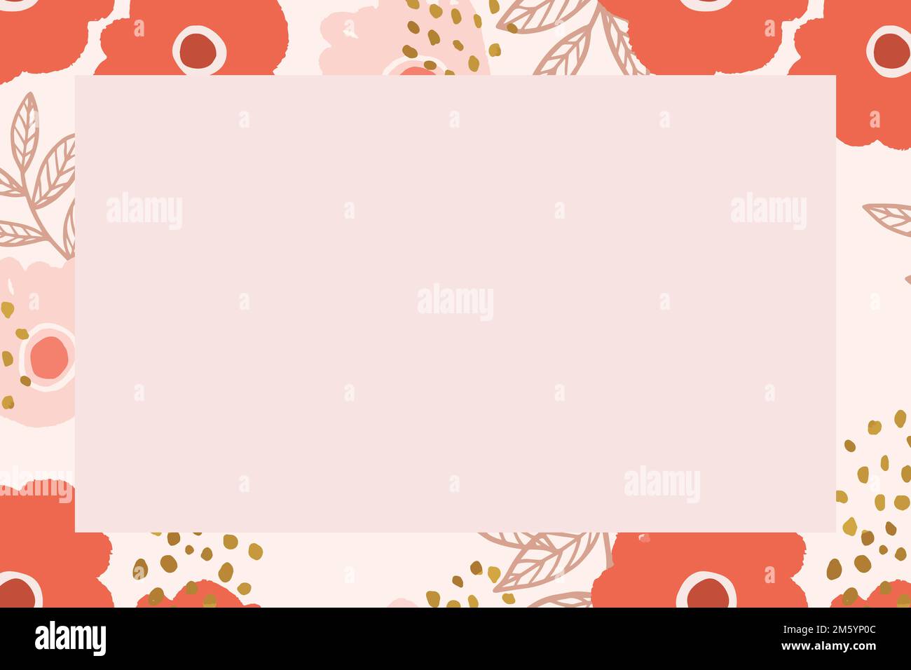 Blooming flower rectangle frame vector floral illustration Stock Vector ...