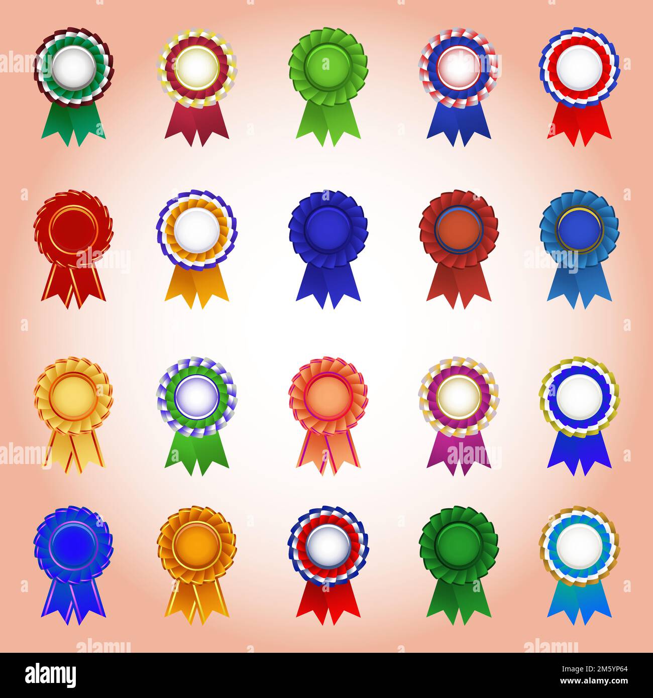 Badge Ribbon Prize Medal Colorful Vector Editable Icon Set Stock Vector ...