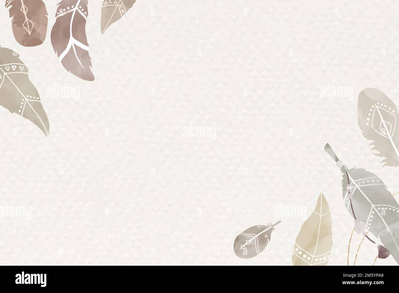 Hand drawn feather border vector Boho style Stock Vector Image & Art ...