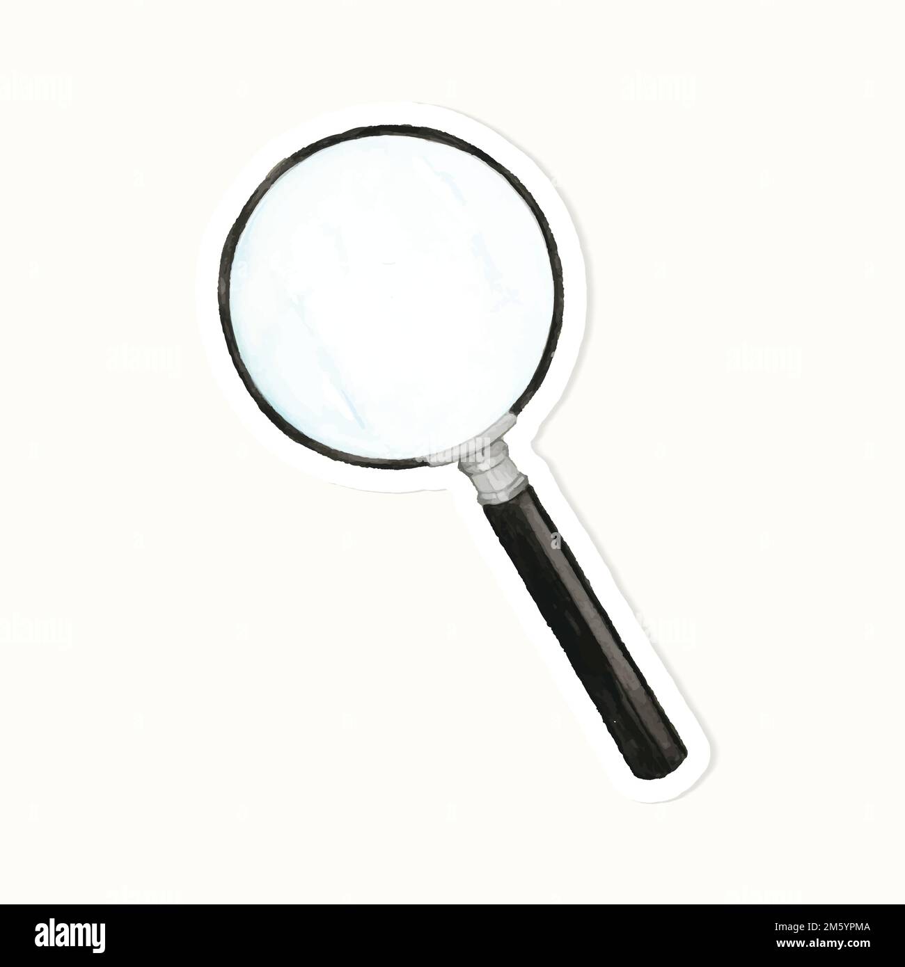 Hand drawn black magnifying glass sticker vector Stock Vector Image ...