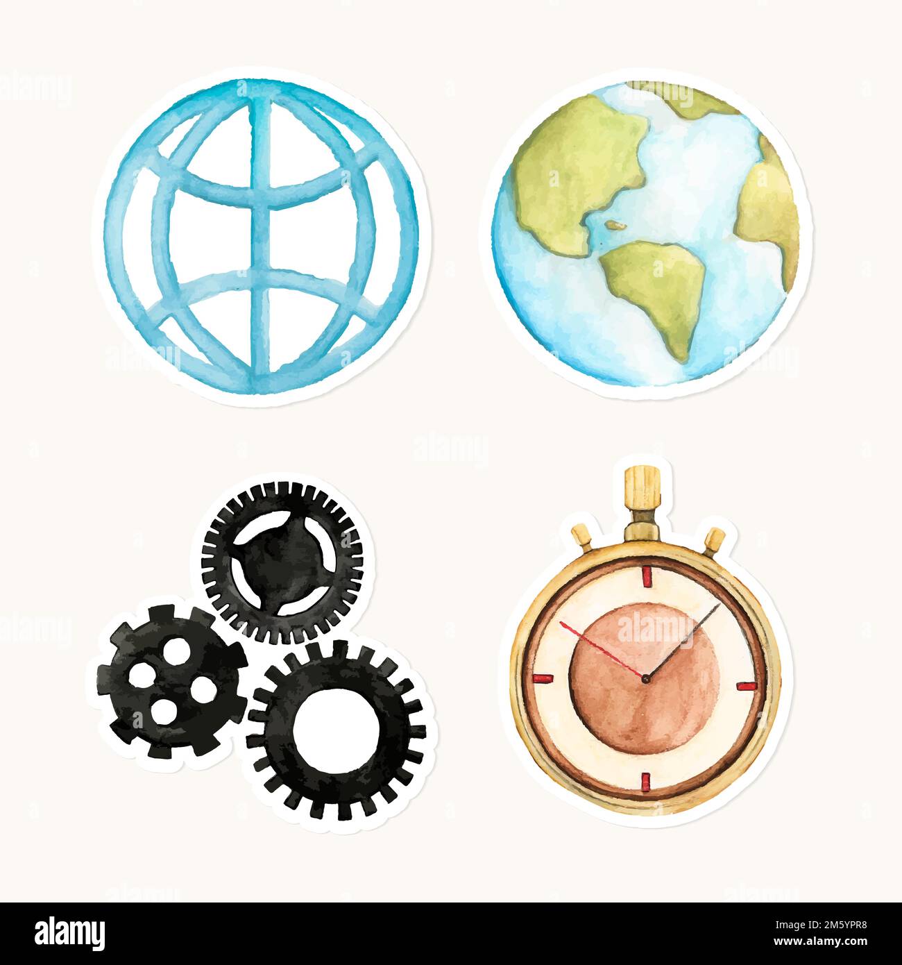 Hand drawn strategy and team stickers set vector Stock Vector Image ...