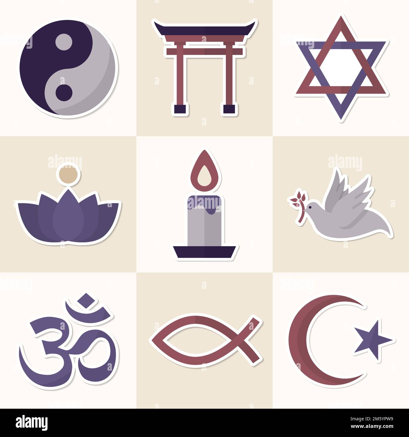 Mixed religious symbols sticker set vector Stock Vector Image & Art - Alamy