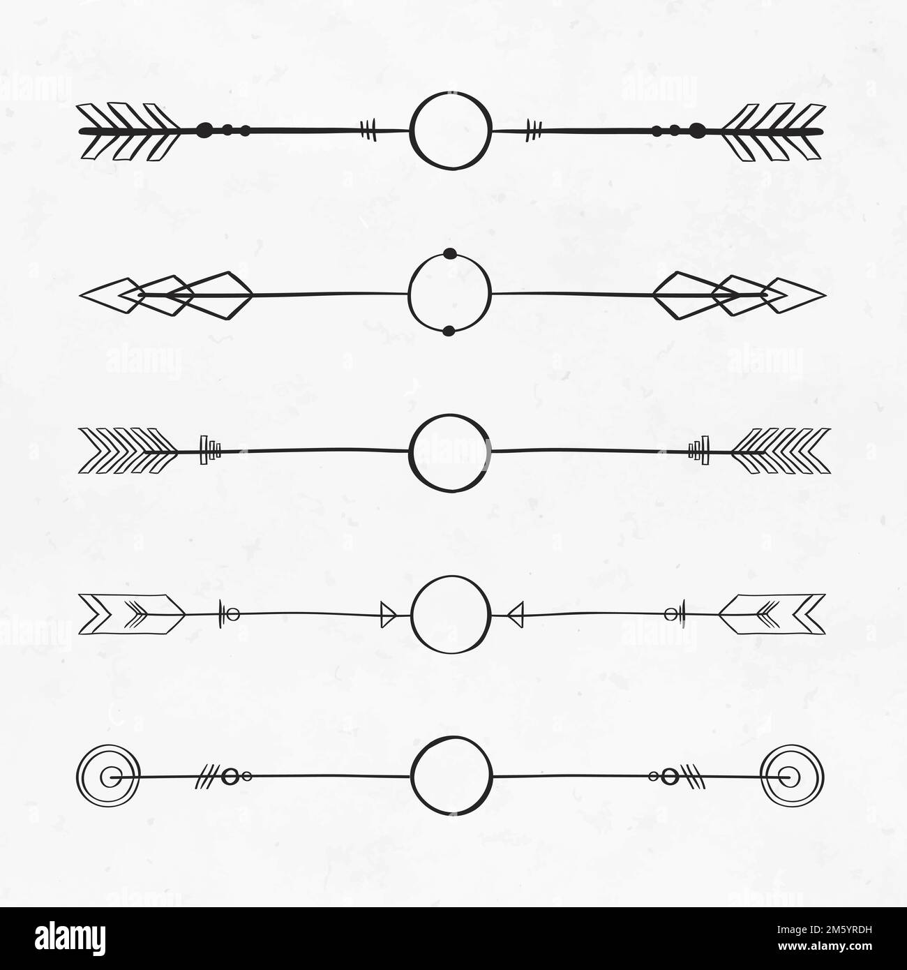 Doodle arrow divider vector hand drawn ornamental bohemian style set ...