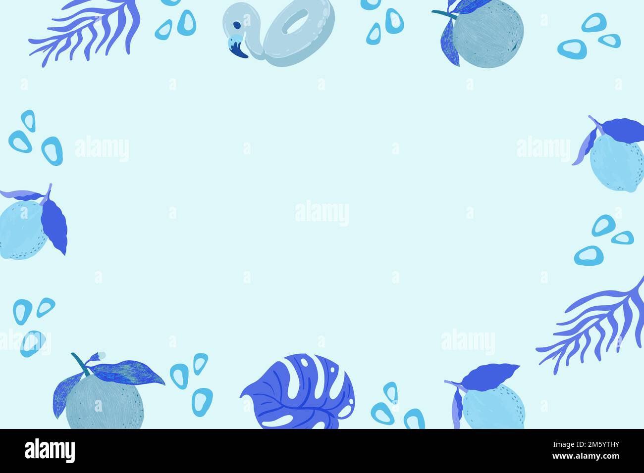 Tropical summer frame on a sky blue background design vector Stock ...