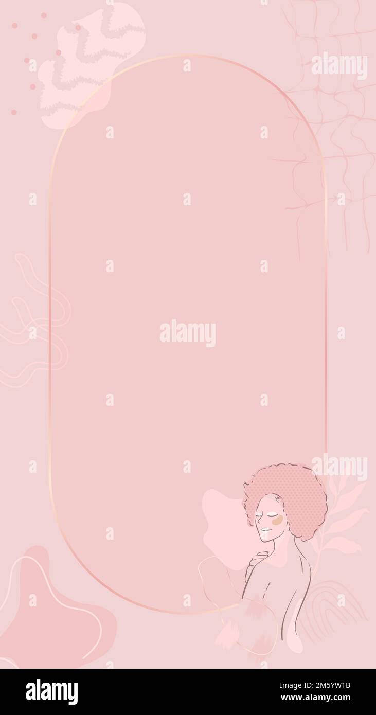 Pink feminine line art frame vector Stock Vector Image & Art - Alamy