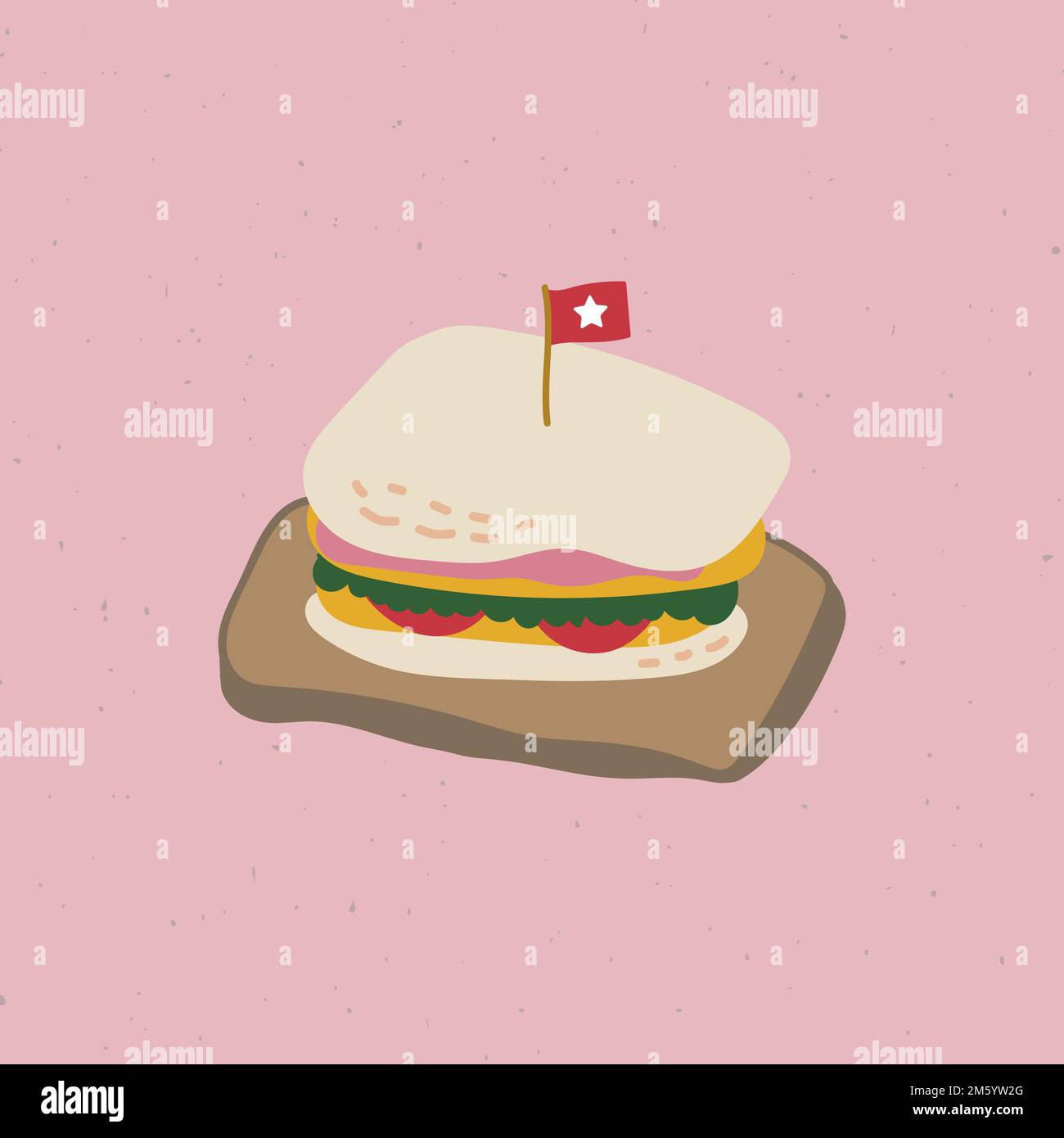 Cute club sandwich doodle sticker vector Stock Vector Image & Art - Alamy
