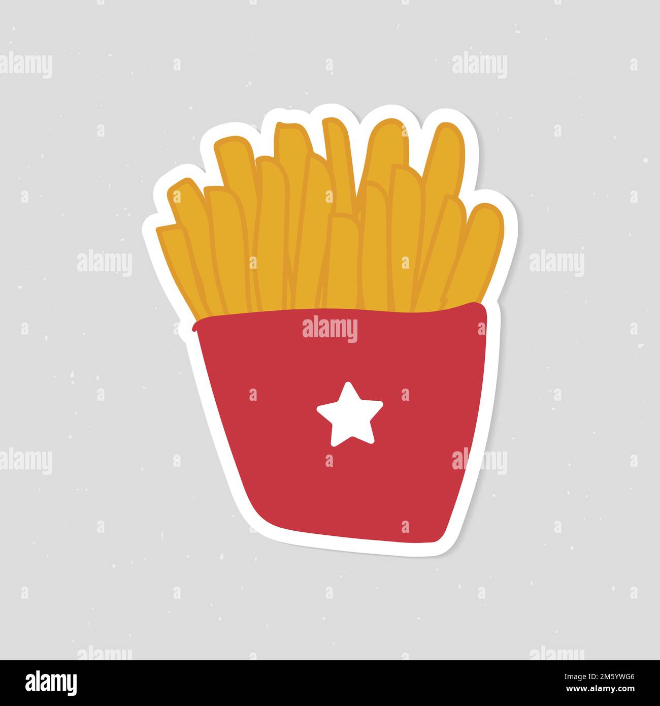 Cute fries doodle sticker with a white border vector Stock Vector Image ...