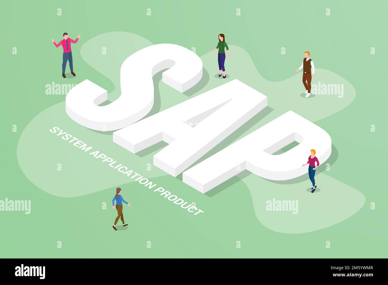 sap system application product concept big text word and people around ...