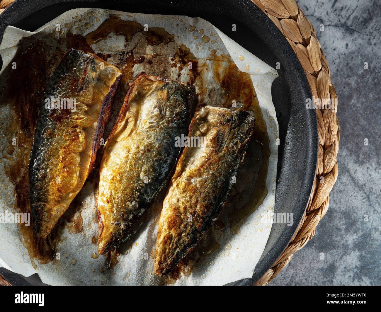 Mackerel, Oven Pan Roasted Mackerel Stock Photo - Alamy