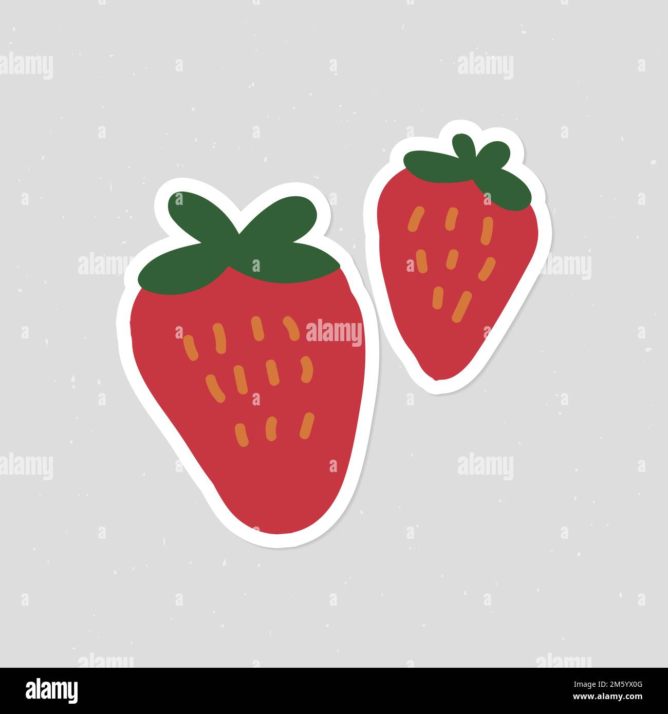 Cute strawberries doodle sticker with a white border vector Stock ...