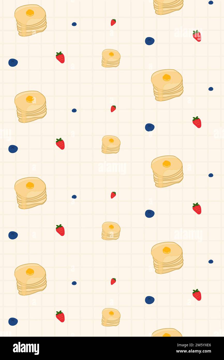 Vector seamless pancake strawberry blueberry pattern background Stock ...