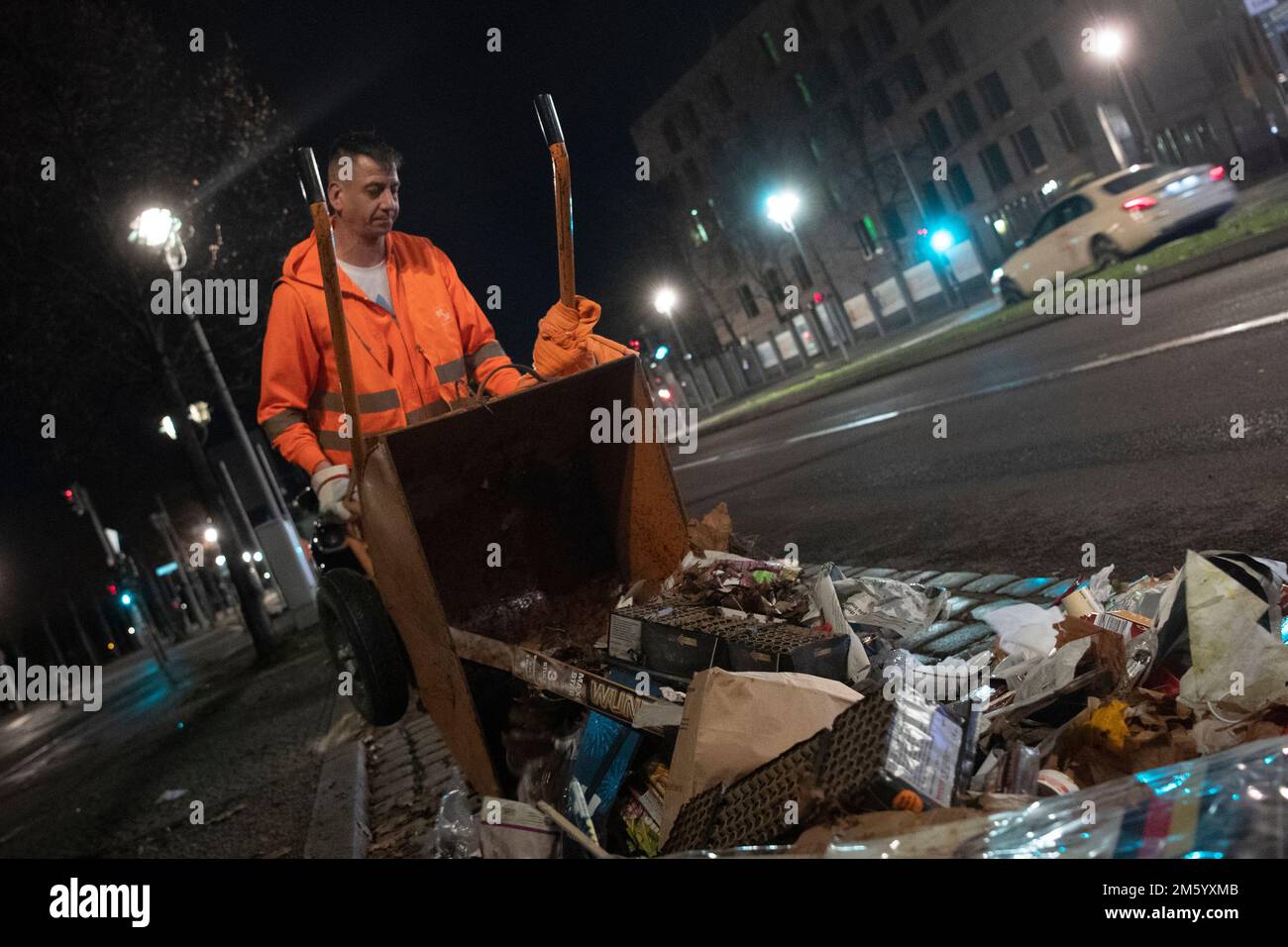 Berlin, Germany. 01st Jan, 2023. Early on New Year's Day, employees of ...