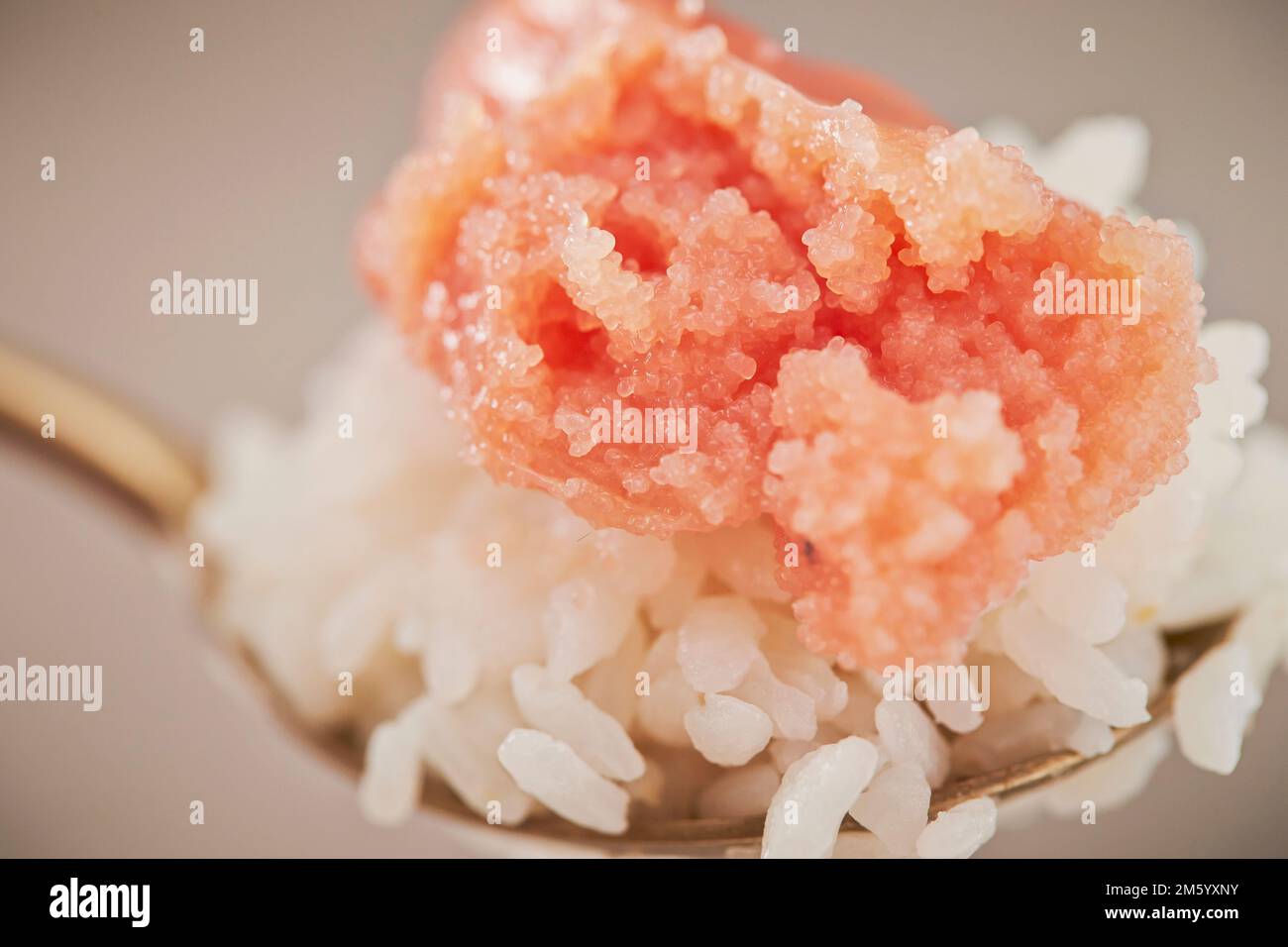 salted pollack roe with steamed rice Stock Photo - Alamy