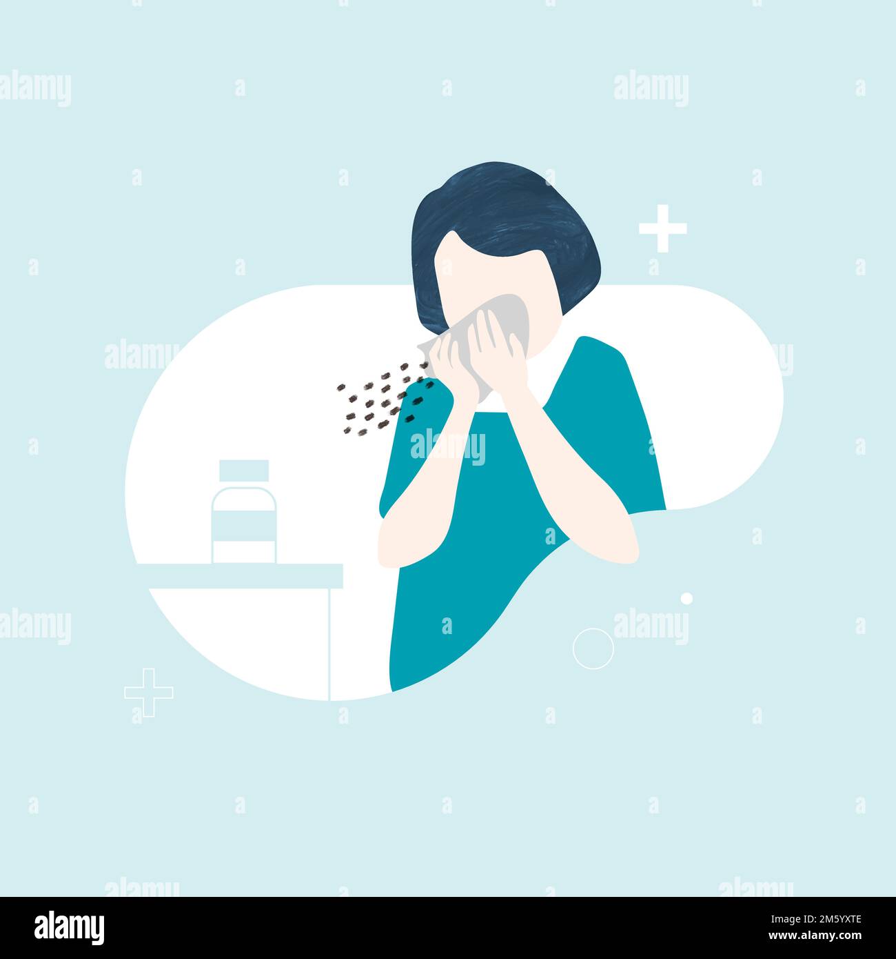 Coughing woman character vector Stock Vector Image & Art - Alamy