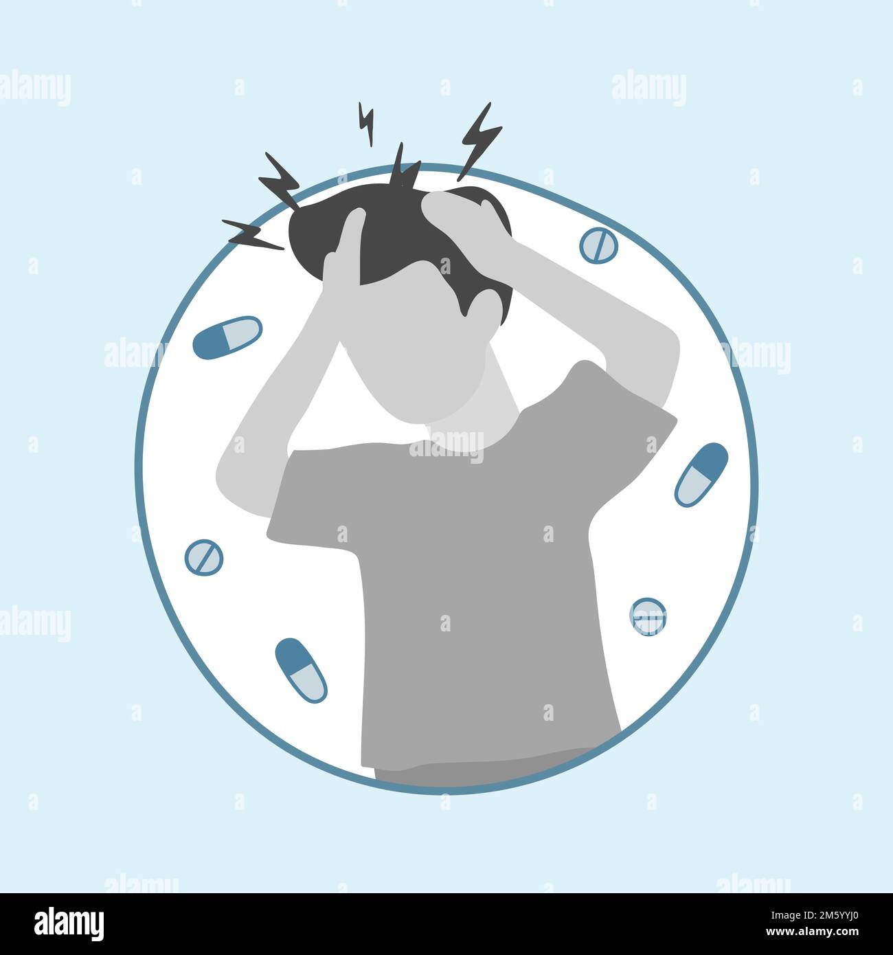 Man with an untreatable headache vector Stock Vector Image & Art - Alamy