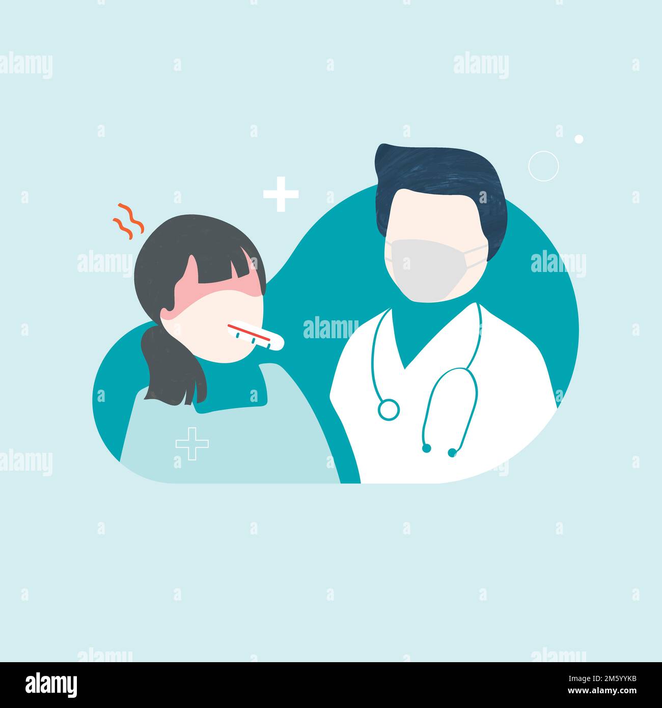 Doctor and a patient with a high fever characters vector Stock Vector ...