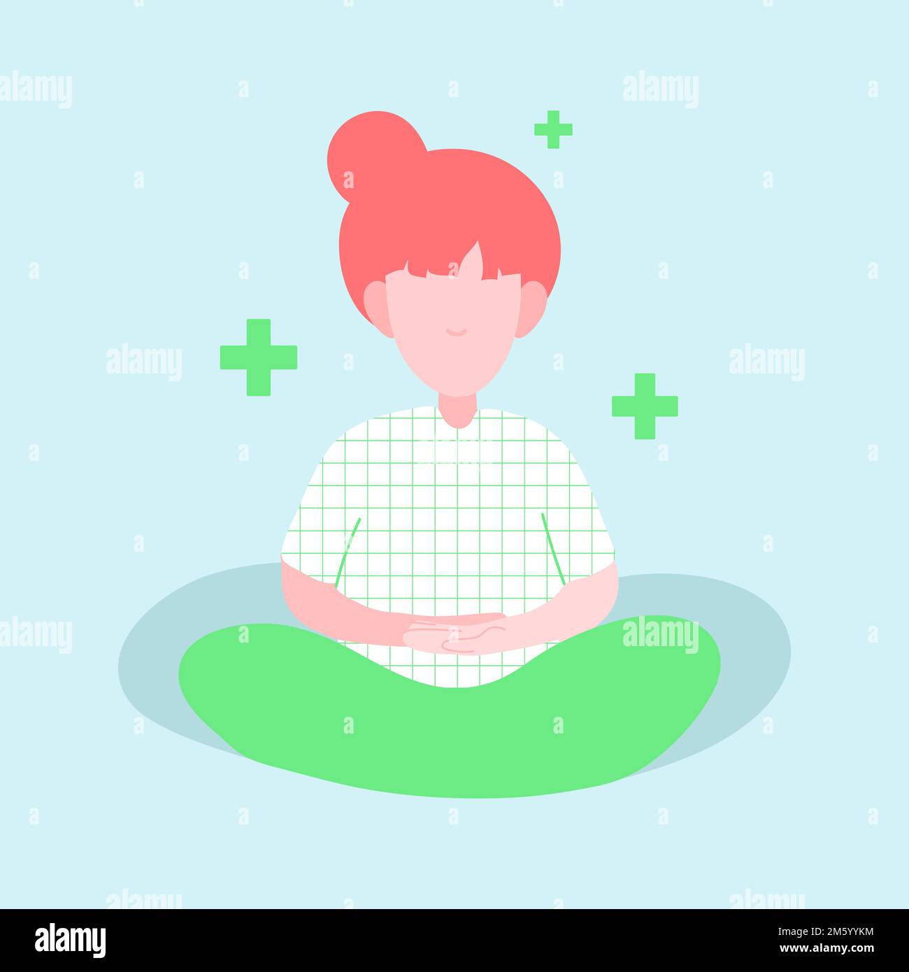 Meditating woman during self quarantine character vector Stock Vector ...