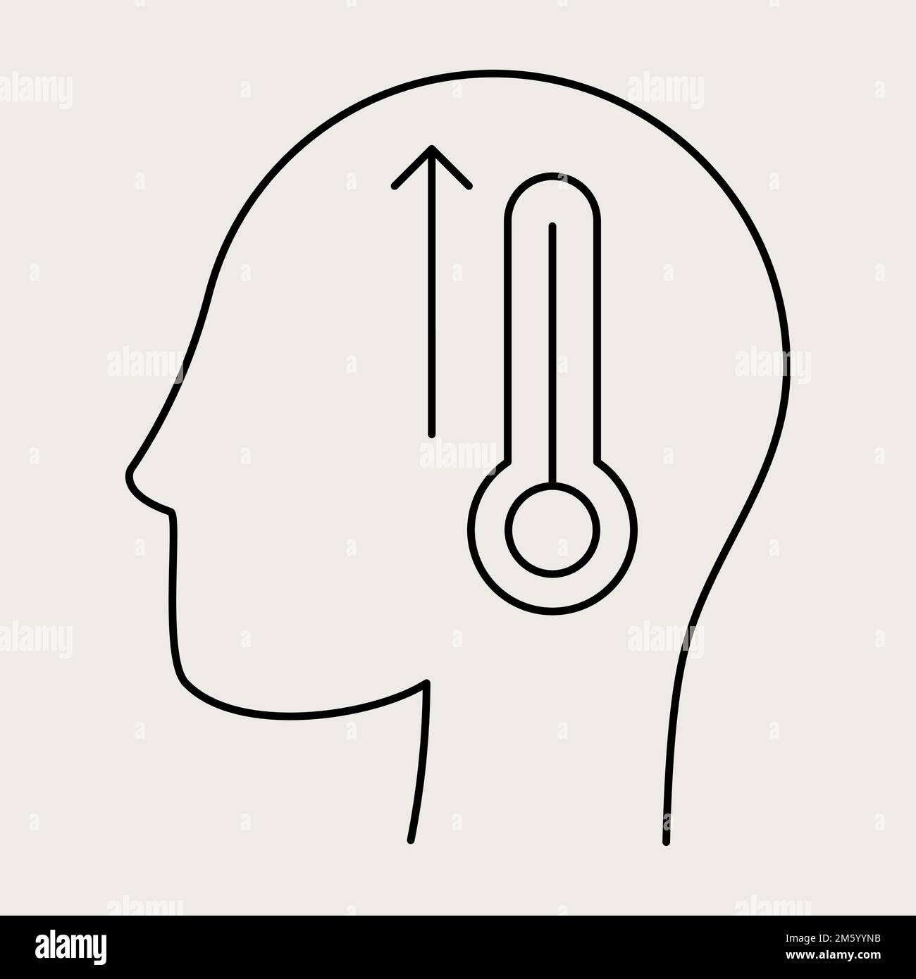 Line drawing character with high fever from COVID-19 symptoms element ...