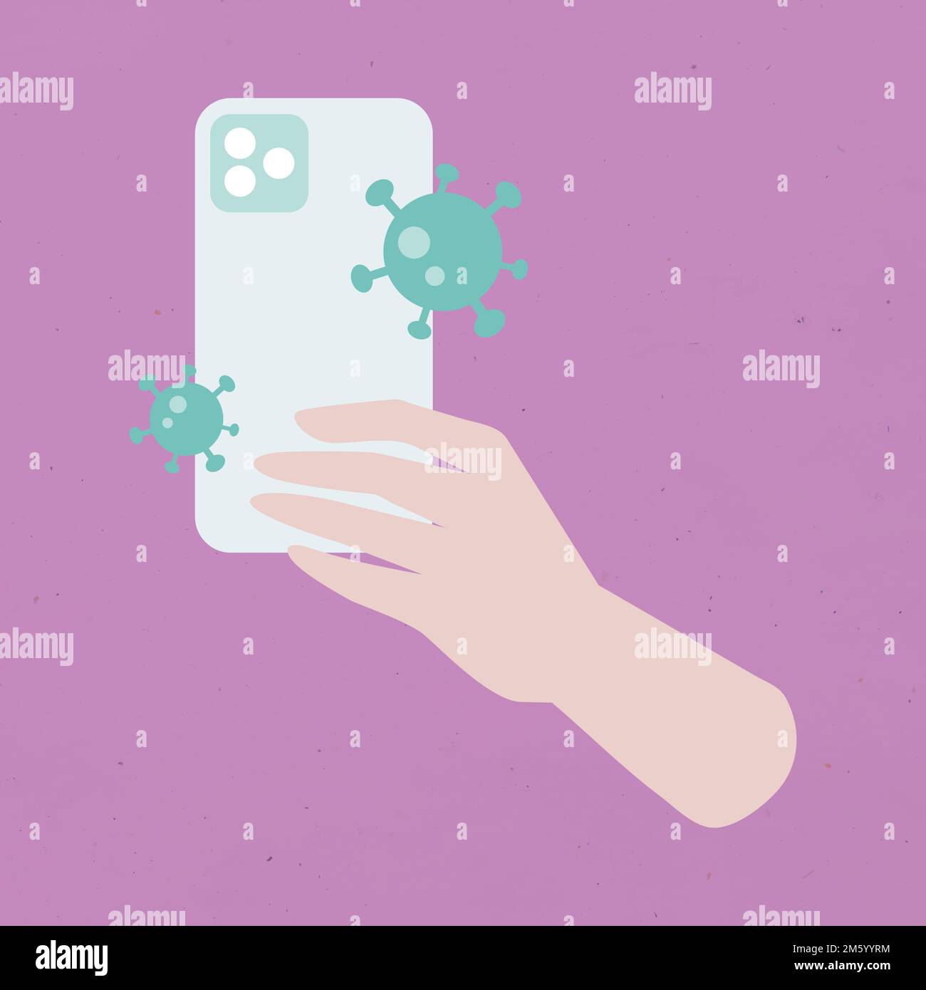 Hand holding mobile phone with corona virus vector Stock Vector Image ...