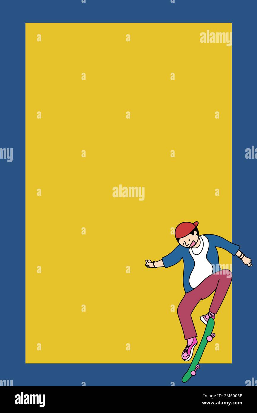 Young skateboarder character on two tone background vector Stock Vector ...