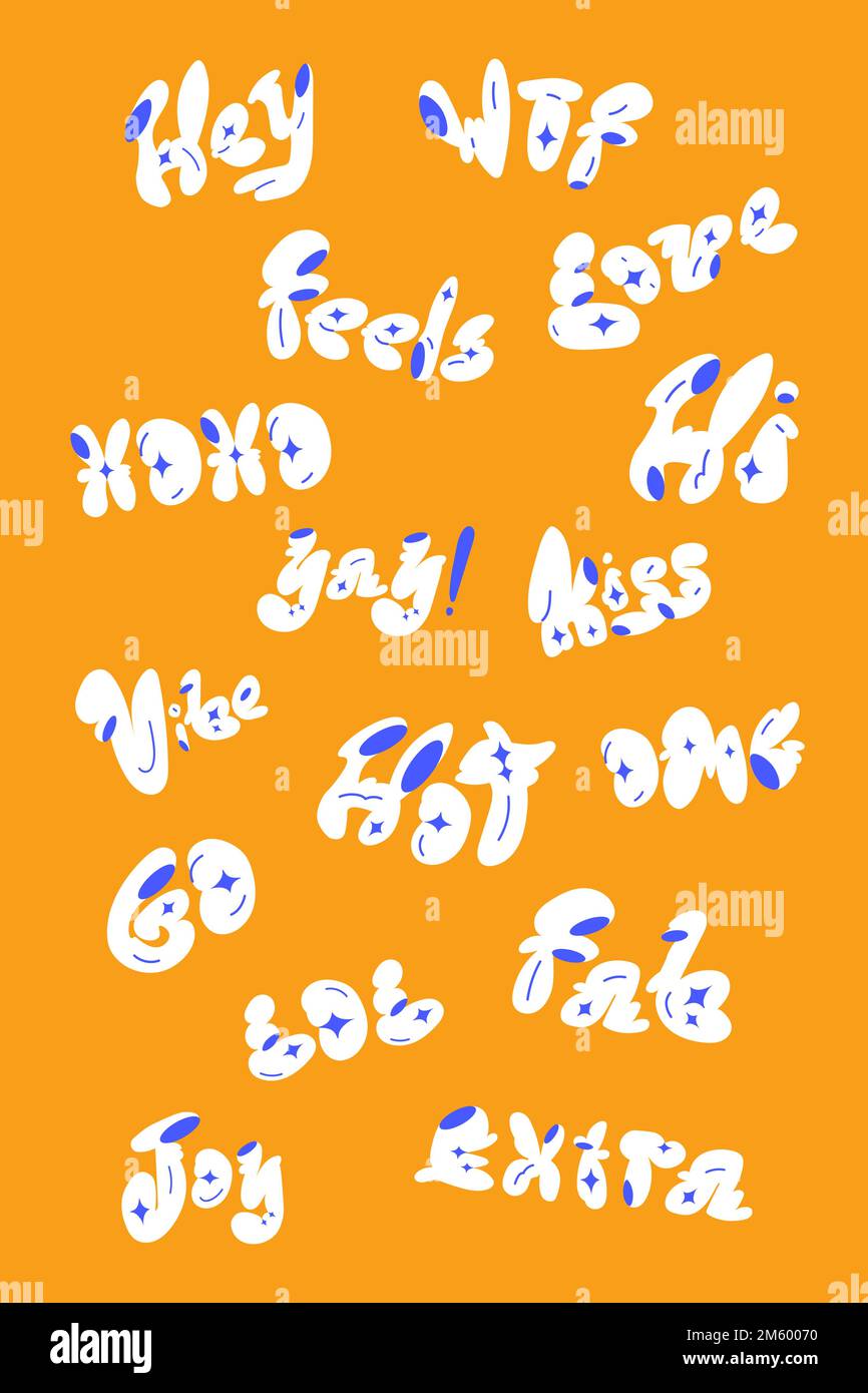 Bold doodle word sticker typography vector set Stock Vector Image & Art ...