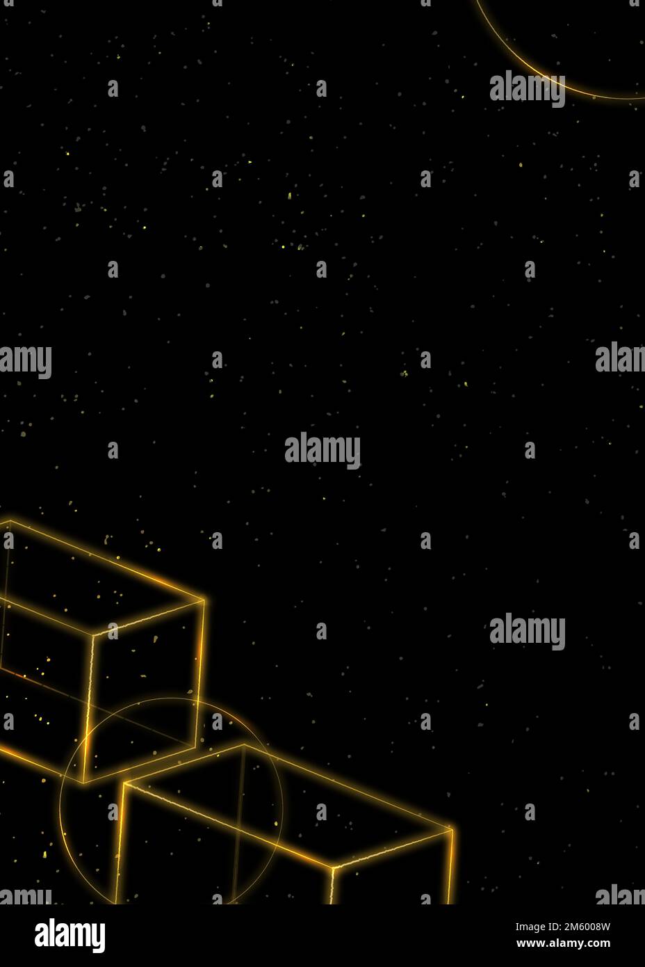 Geometric gold neon 3D cuboid background vector Stock Vector Image ...