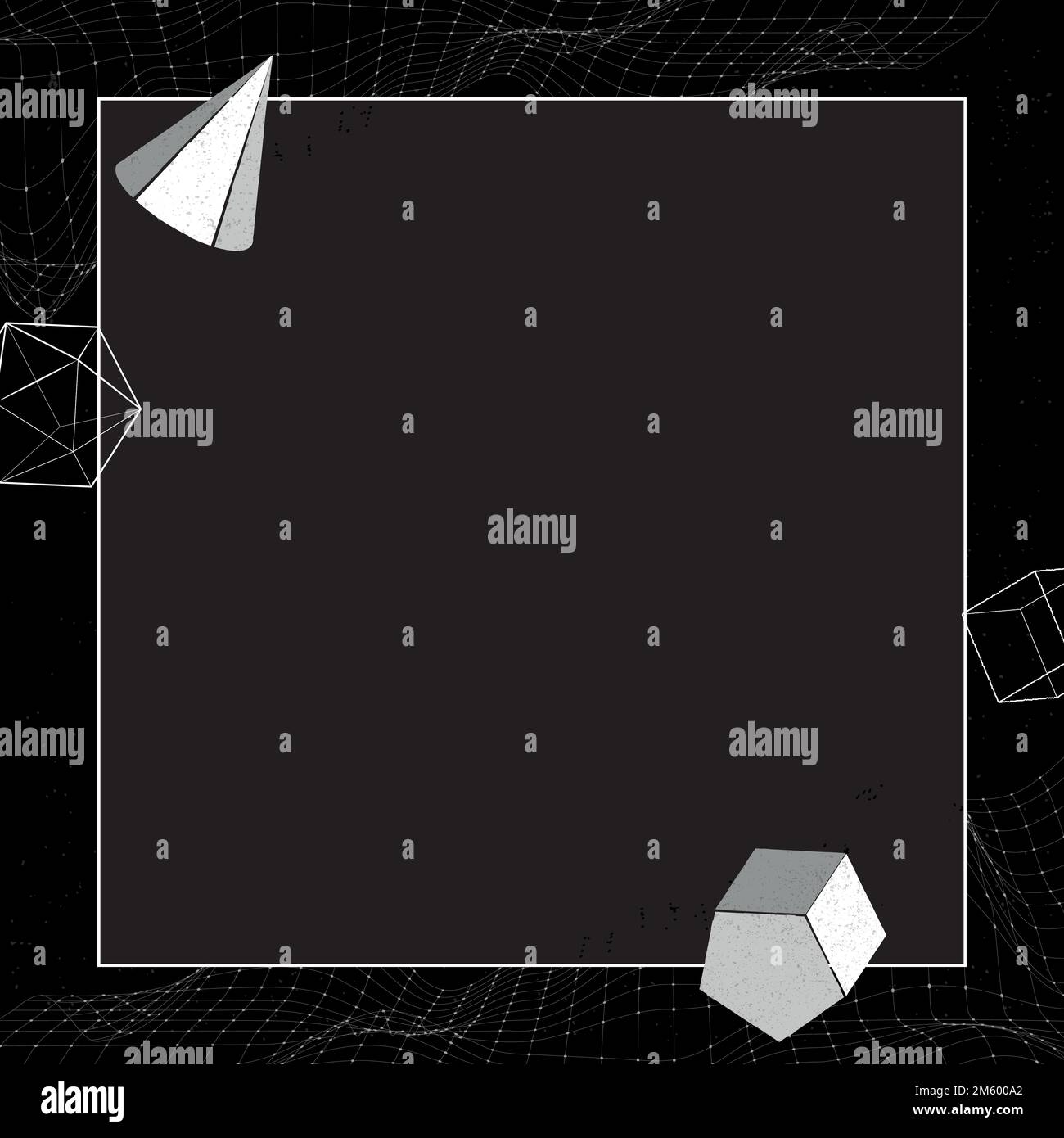 Gray geometric frame on black background vector Stock Vector Image ...