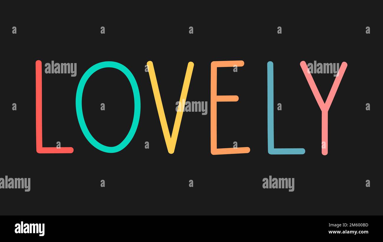 Colorful LOVELY typography on a black background vector Stock Vector ...