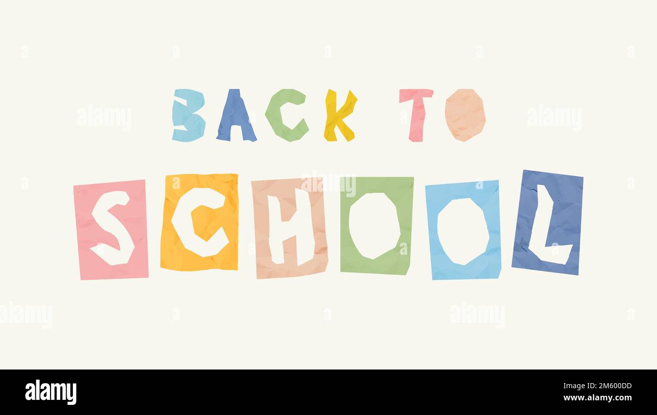 Cute lettering BACK TO SCHOOL paper cut vector typography font Stock ...