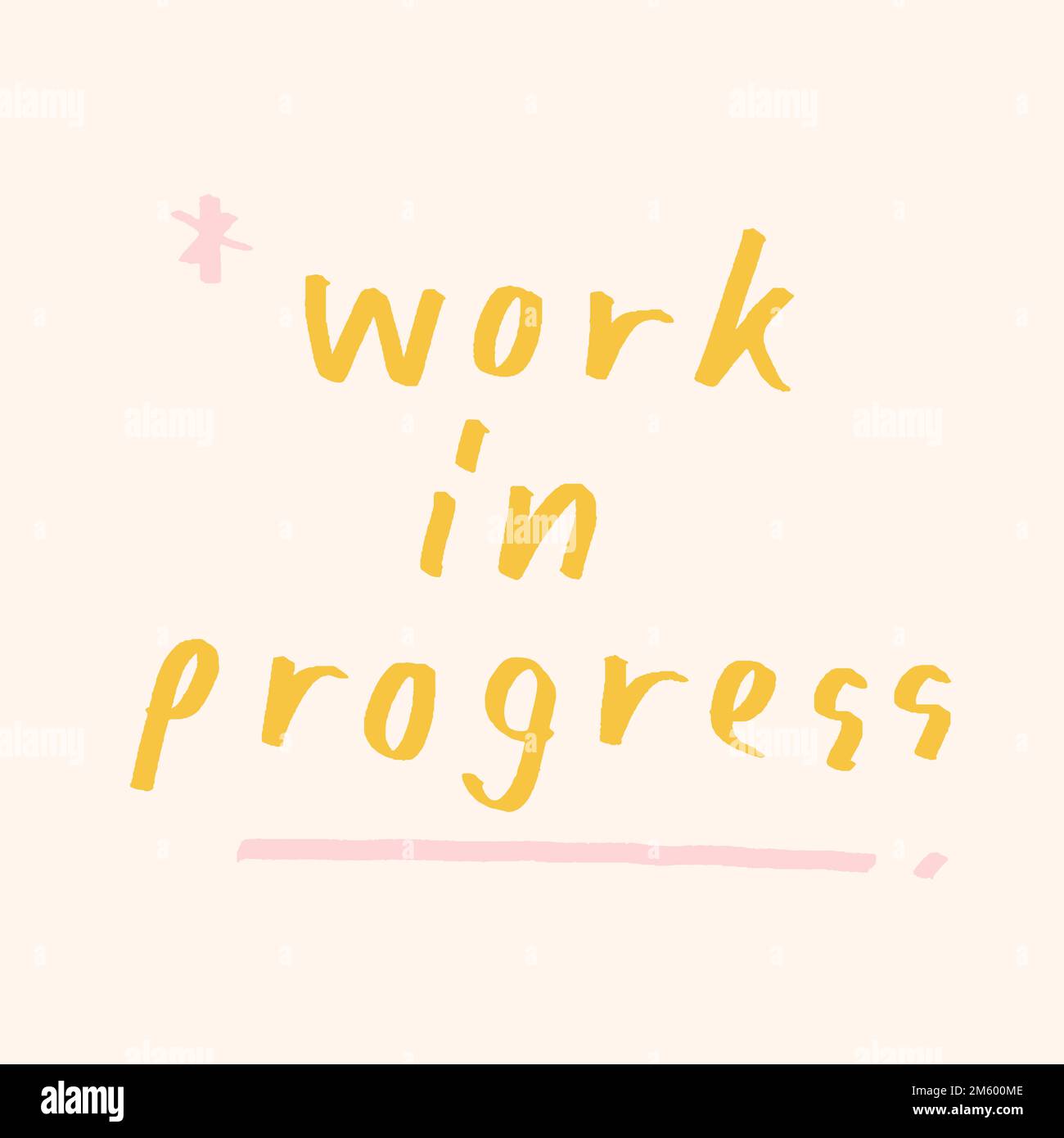 Work in progress doodle typography on a beige background vector Stock ...