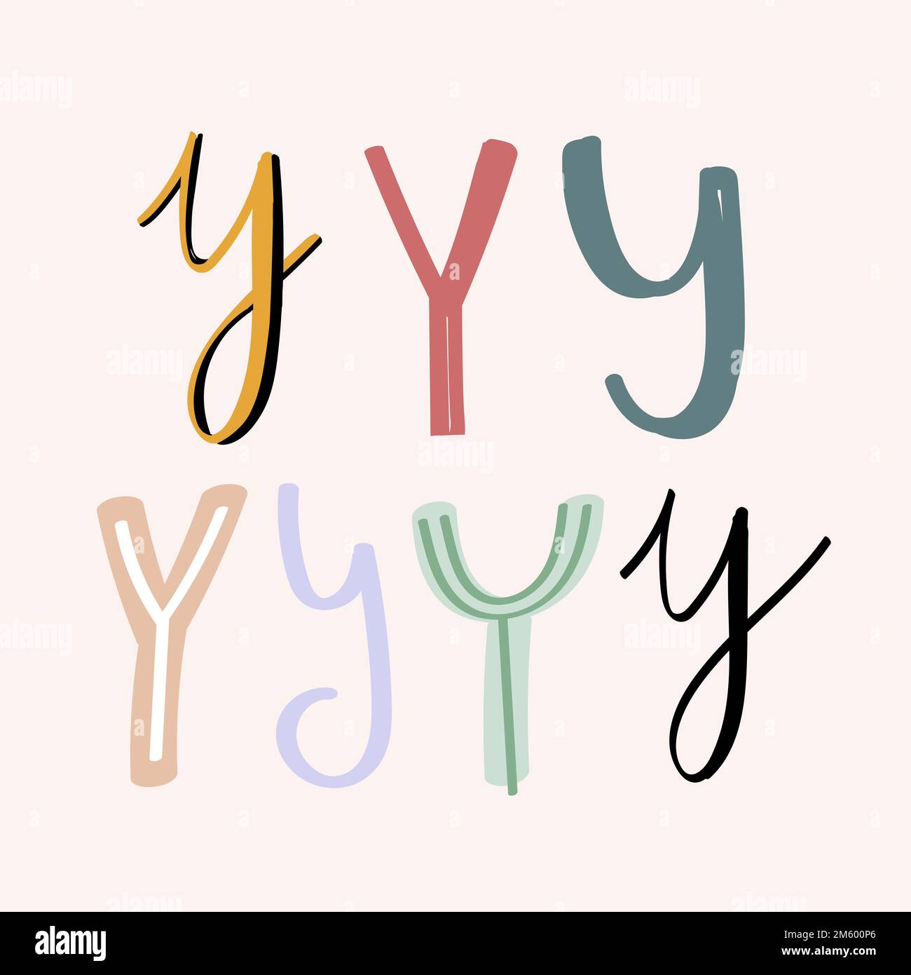 Hand drawn letter Y doodle font typography set vector Stock Vector ...