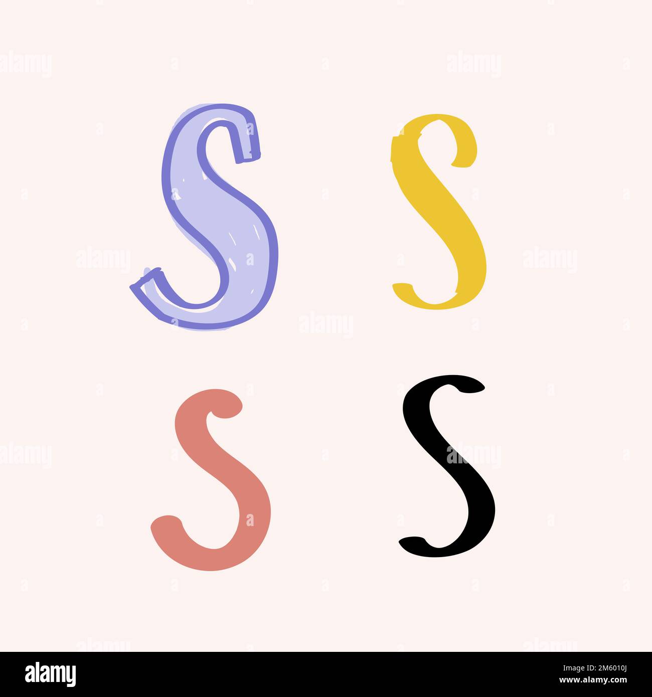 Letter S hand drawn doodle typography set vector Stock Vector Image ...