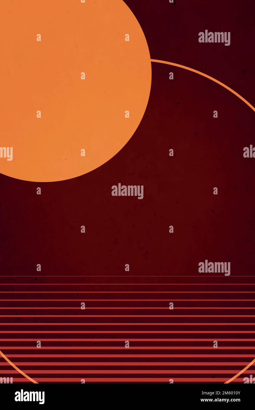 Minimalist vector sun landscape retro poster style Stock Vector Image ...