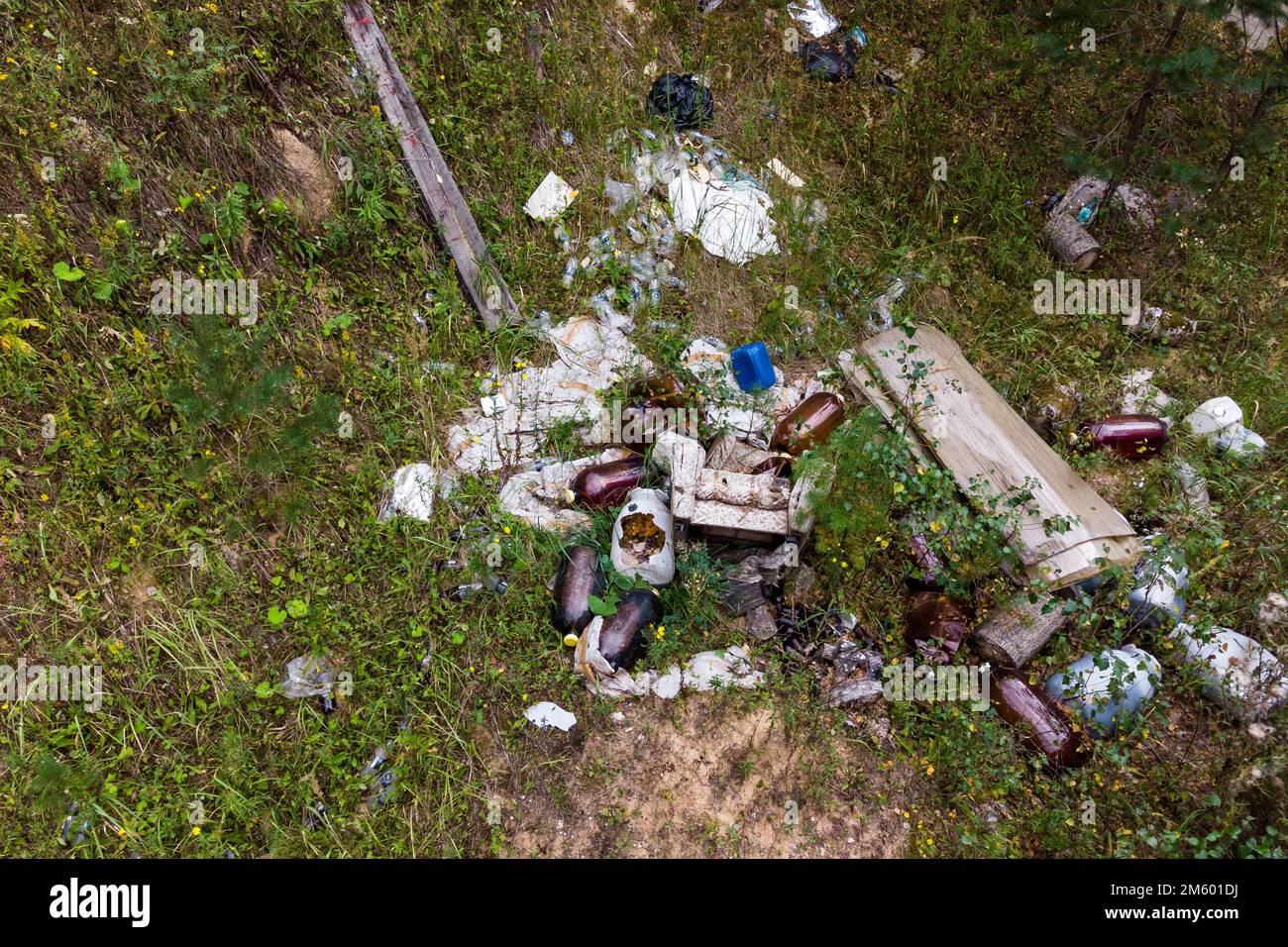 Top view of a pile of plastic garbage in nature Stock Photo - Alamy