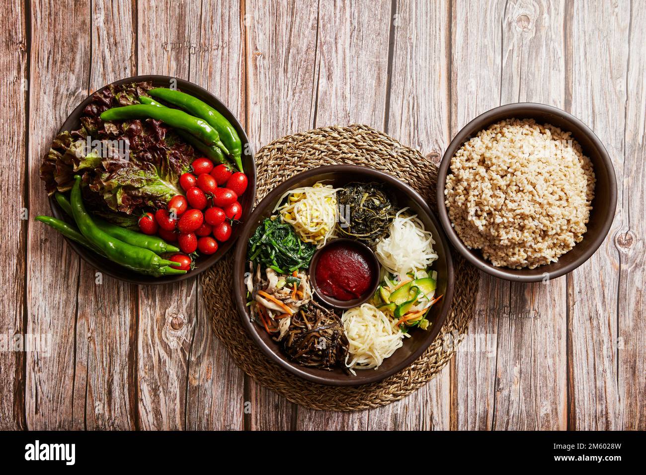 Korean Table d'hote with Wild Vegetables Stock Photo - Alamy