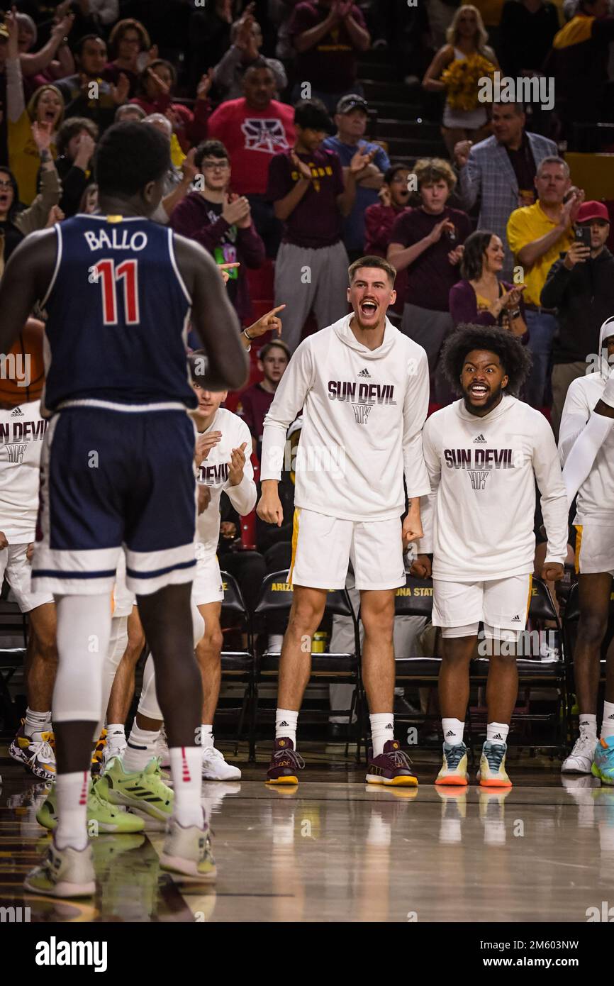 Arizona State bench fired up after a block in the first half of the ...