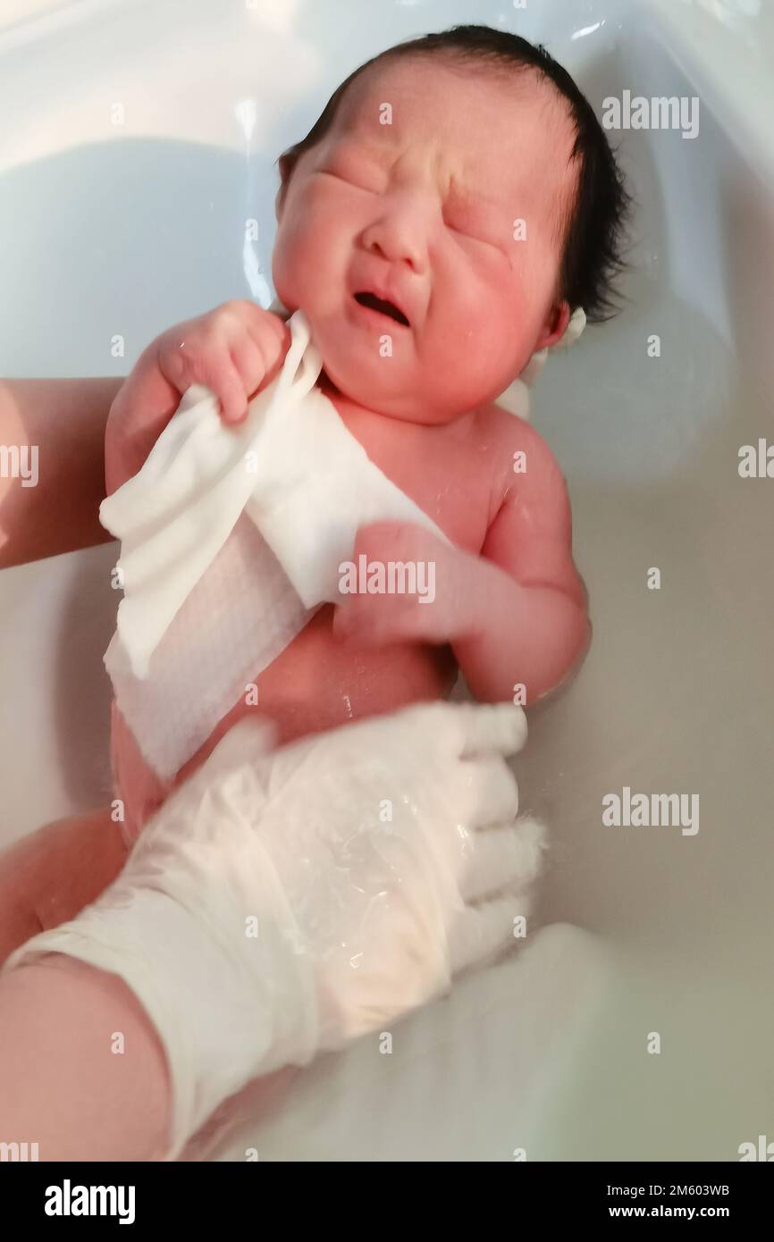 LIANYUNGANG, CHINA - JANUARY 1, 2023 - A baby girl weighing 3,530 grams ...
