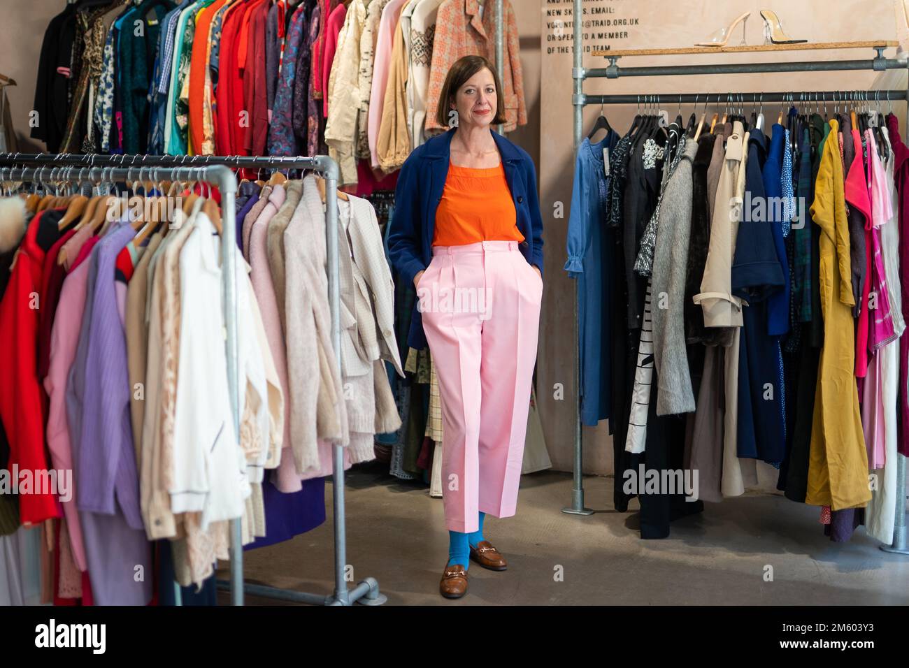 Traid CEO Maria Chenoweth, at the Traid Charity Shop, Dalston, east ...