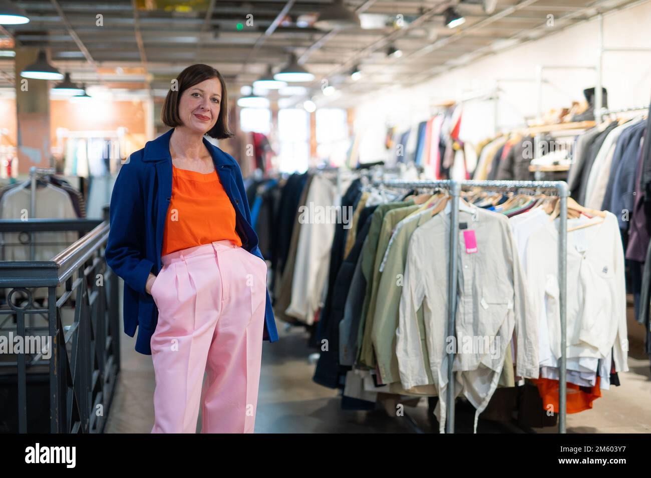 Traid CEO Maria Chenoweth, at the Traid Charity Shop, Dalston, east ...