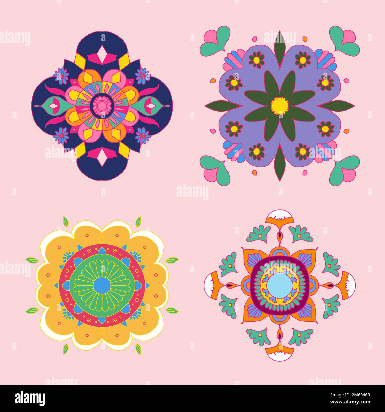 Diwali Indian rangoli vector flower set Stock Vector Image & Art - Alamy