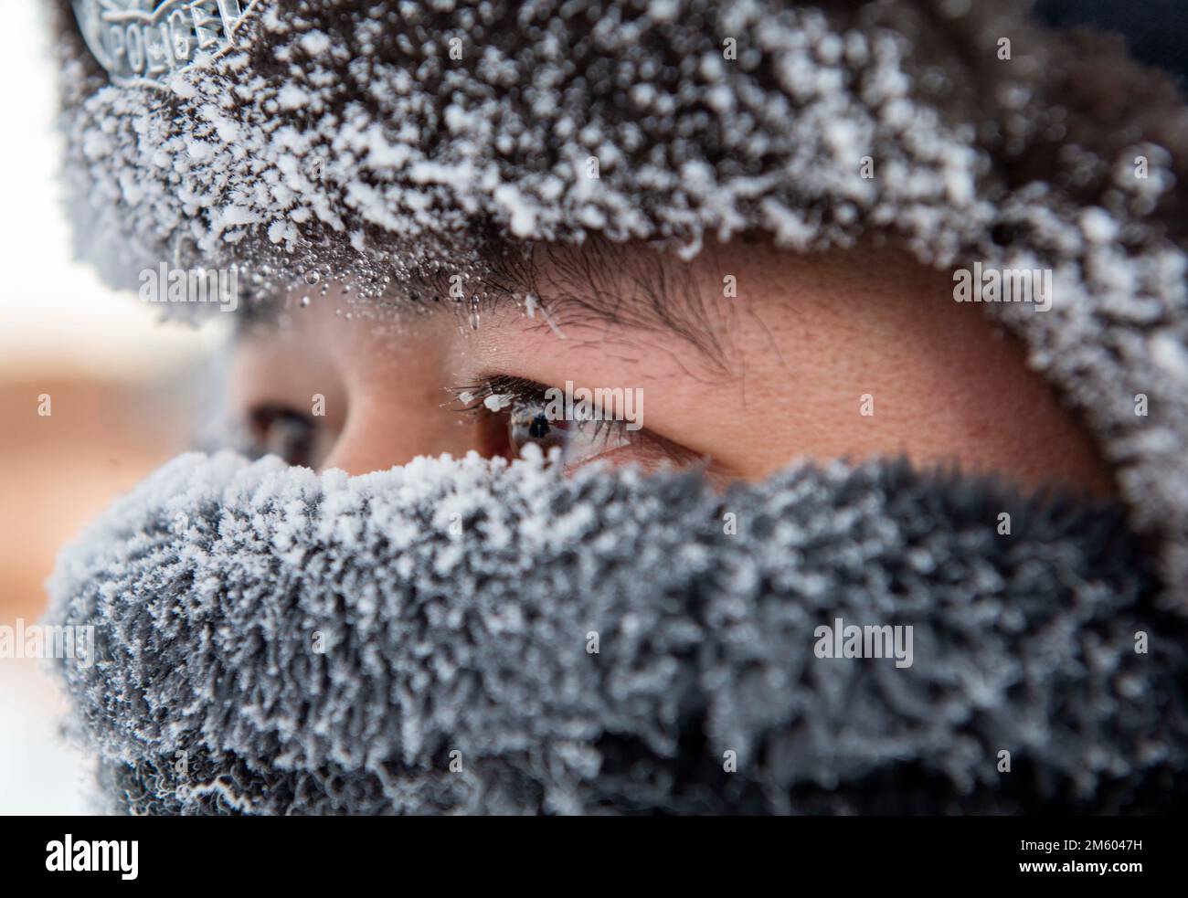 MOHE, CHINA - JANUARY 1, 2023 - The hats of border guard policemen are ...
