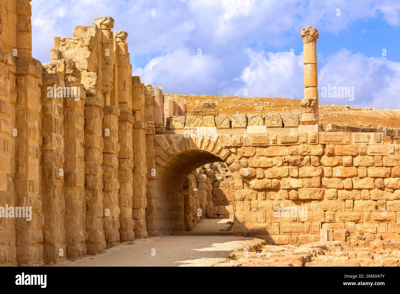 Jerash, Jordan, Roman Hippodrome at Archaeological Site with the ruins ...