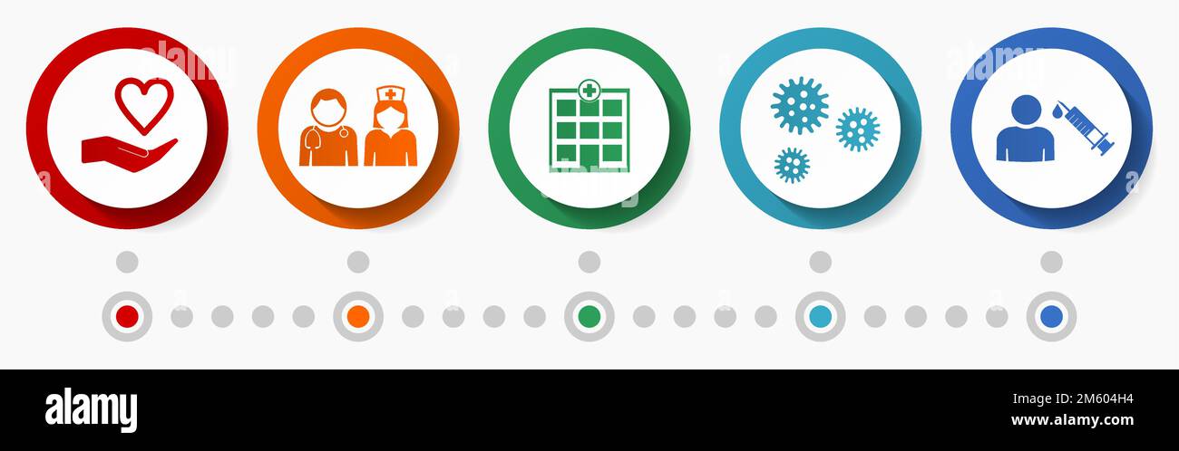 Medicine vector icon set, hospital concept flat design buttons, medical ...