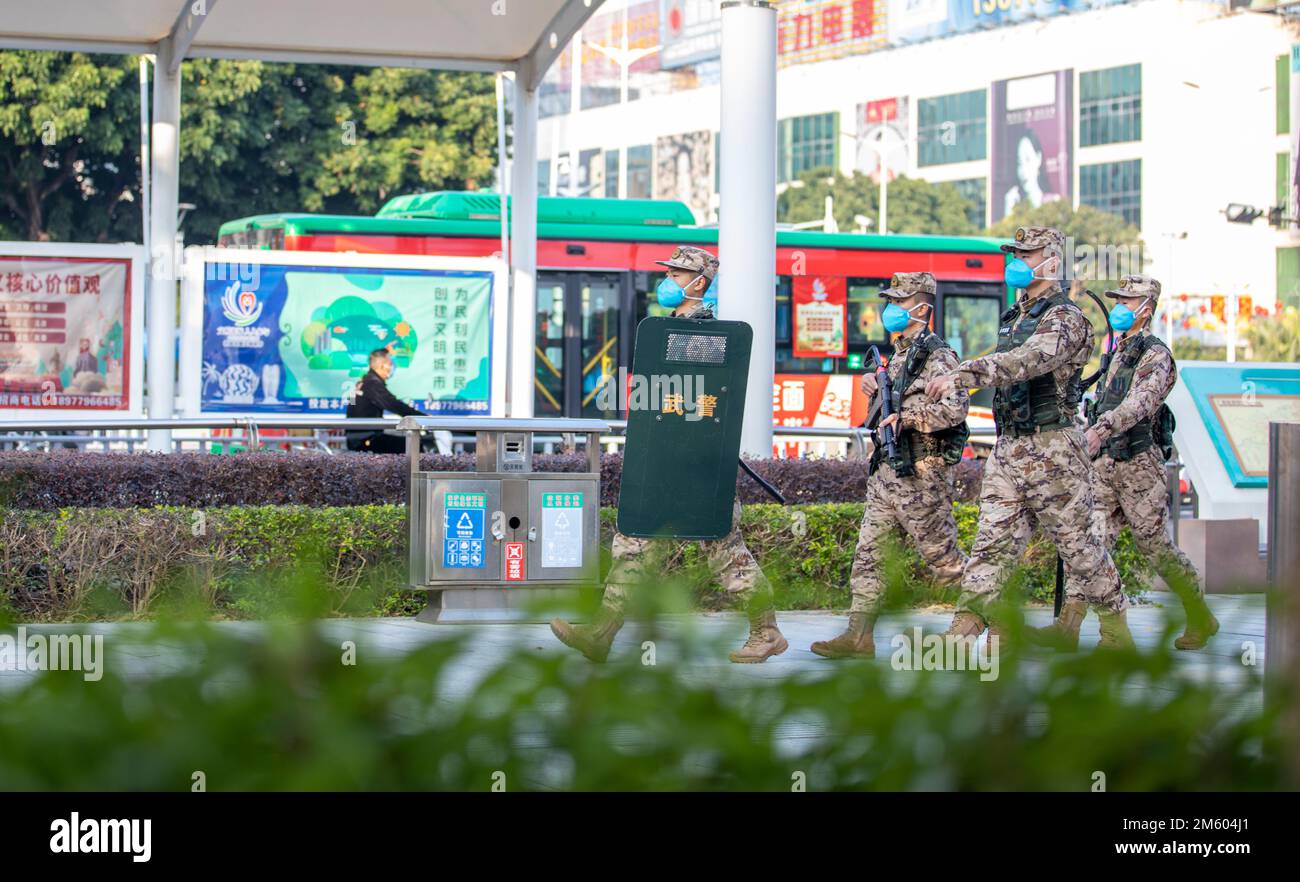 BEIHAI, CHINA - JANUARY 1, 2023 - Armed police officers and soldiers ...