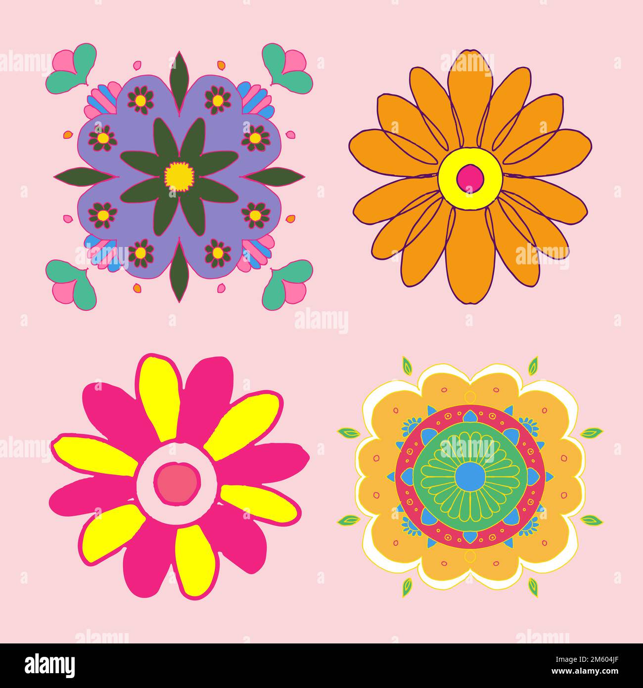 Diwali Indian rangoli vector flower set Stock Vector Image & Art - Alamy