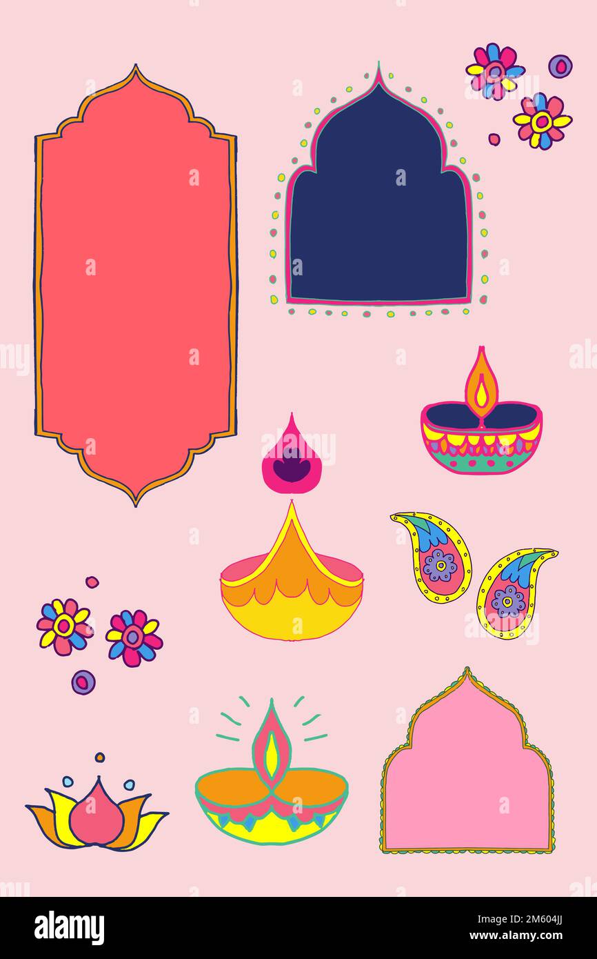 Diwali Indian rangoli vector illustration set Stock Vector Image & Art ...
