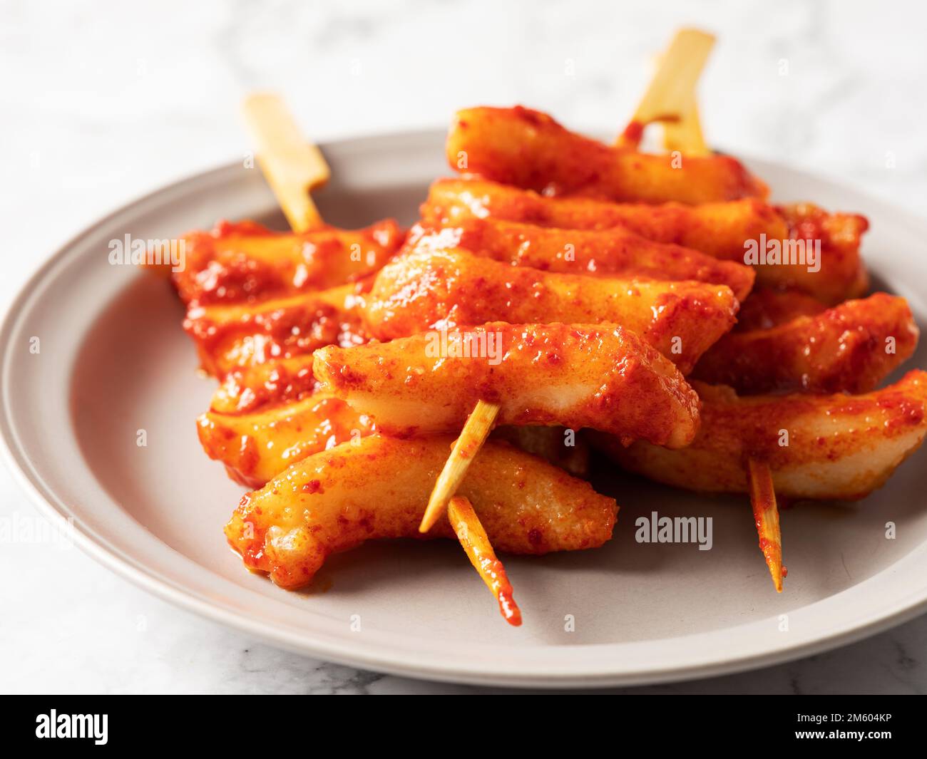 Spicy Seasoned Rice Cake Skewers Stock Photo - Alamy