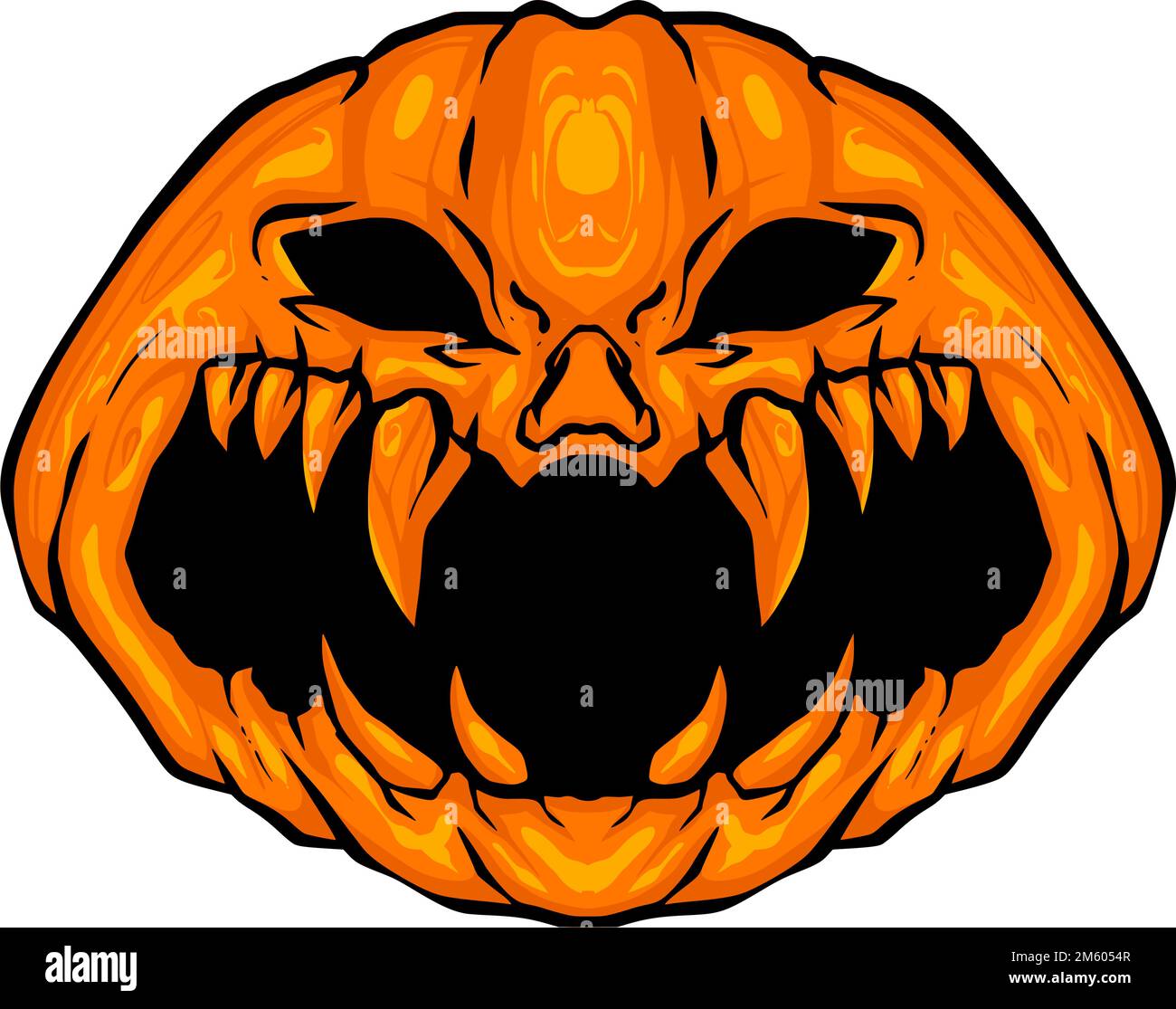 A vector of a scary pumpkin design art isolated on a white background ...