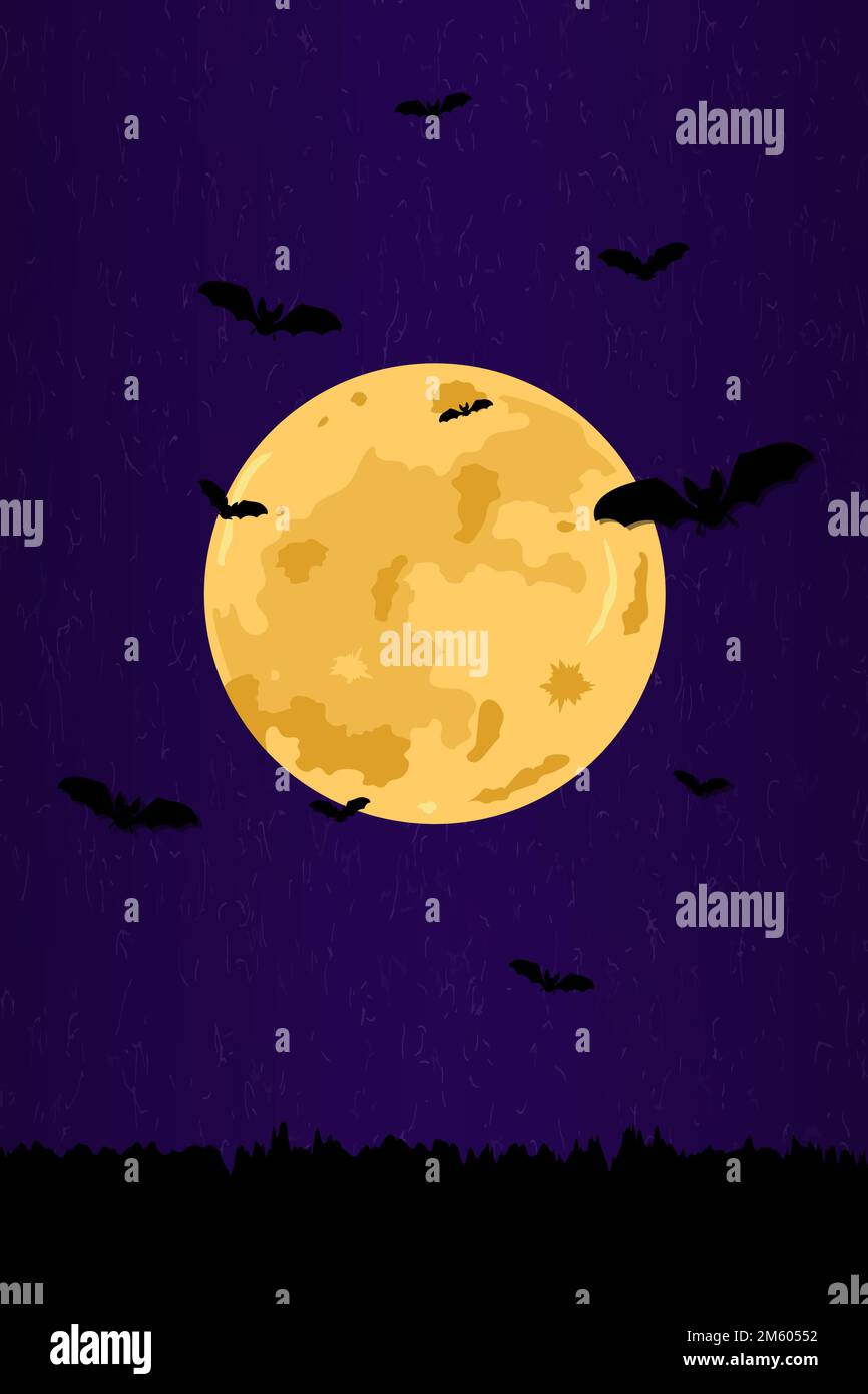 Full moon pattern on purple Halloween background vector Stock Vector ...
